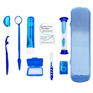 evago portable orthodontic care kit orthodontic toothbrush kit travel oral care kit(8pcs/set)- blue