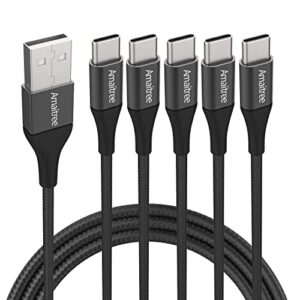 amaitree usb c cable, 60w 5pack(1+4+4+6.6+6.6ft) 3a fast charging quick charger cable, usb type c 2.0 cable, compatible samsung galaxy s10/s9/s8 plus/note 10/9/8,lg v50/v40/g8/g7 - black