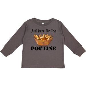 inktastic just here for the poutine toddler long sleeve t-shirt 3t charcoal grey 3b12c