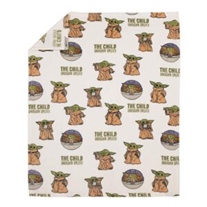 star wars the mandalorian the child green, tan, white super soft toddler blanket