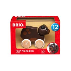 brio 30338 push along bear | the perfect playmate for your toddler, white