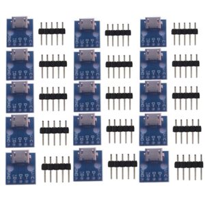 micro usb interface base, micro usb to dip female pin 2.54mm power transmission interface breadboard 5v power module development board for diy usb power breadboard (pack of 15)