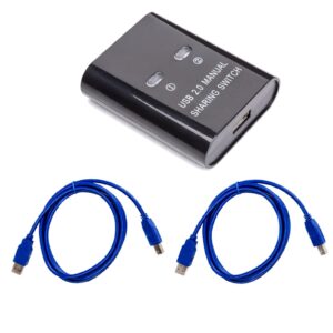 1printer sharing switch, manual switcher adapter, 2 computer share 1 printer scanner usb device hub with 2 pack male cables