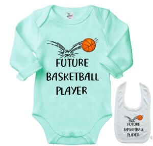 future basketball player -cute shirt newborn baby bodysuit outfit onesie & bib