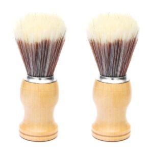 luxxii - (2 pack) men's shaving brush with wooden handle pure big nylon hair soft face cleaning makeup facial razor brush shave tools