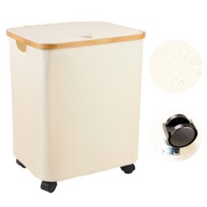 laundry hamper with wheels, collapsible laundry baskets with dual handles - dirty clothes hamper for bedroom, dorm laundry basket