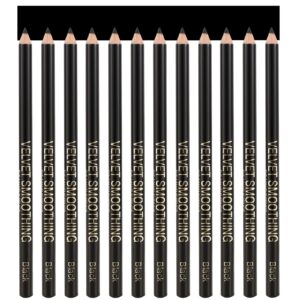 zevni sumeitang eyeliner pencil 12 pcs 2 in 1 wooden black eye liner & eyebrow pencil women makeup easy to color long lasting waterproof