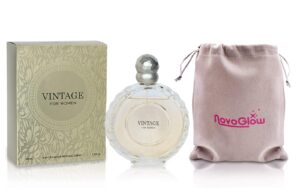 vintage -eau de parfum spray perfume, fragrance for women- daywear, casual daily cologne set with deluxe suede pouch- 3.4 oz bottle- ideal edp beauty gift for birthday, anniversary