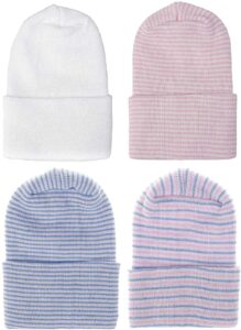 chryvva 4 pack newborn hospital hat infant baby hat (0-3 months)