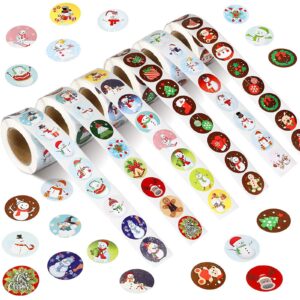 6 rolls 3000 pieces christmas stickers round adhesive labels xmas decorative stickers christmas stickers labels roll 1 inch 48 designs for cards envelopes boxes