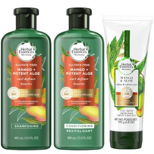 herbal essences bio:renew sulfate free shampoo & conditioner 13.5 fl oz each, and curl cream 6.8 fl oz set â€šÃ„ì with mango + potent aloe, complete curly hair care for defined curls