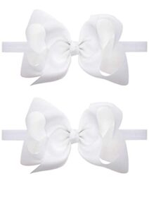 zoonai 2pcs baby girl infant large hair bow headband toddler hair band accessories