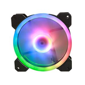 gelid solutions stella argb fan (pack of 1) - 120mm dual ring, 24 argb led, noiseless motor, airflow optimized, standard rgb and individually addressable rgb, fn-stella-01 – black