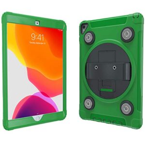 magnetic case for ipad 7/8/9 gen - cta hard kickstand case with magnetic mounting plates and carry on strap for ipad 7/8/9th generation - green