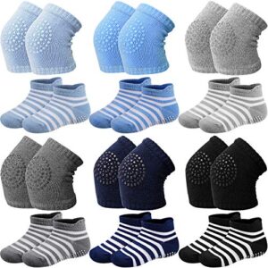 12 pairs baby crawling anti-slip knee pads non-slip ankle sock knee pad for baby ()