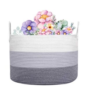 ufree extra large cotton rope basket xxxlarge, wide 21.7'13.8' decorative laundry hamper basket tall blanket storage basket for living room large blanket basket