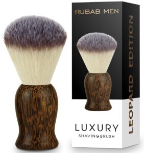 rubab men premium soft shaving brush for men |leopard edition| experience luxury shaving with cruelty-free bristles & classic wooden handle | designed & crafted in india