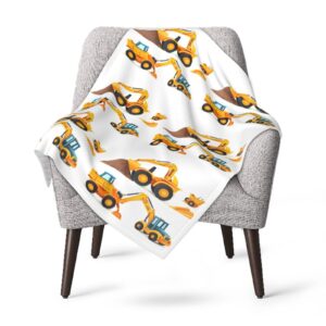 fleece baby blanket excavator dump truck wheel loader digger bulldozer crane smooth and soft receiving blanket unisex for stroller, crib, newborns, carseat 30x40