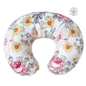 vlokup minky nursing pillow cover, breastfeeding pillow slipcover for baby boy girl, infant, super soft breathable, floral