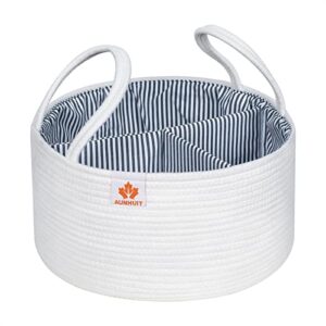 large baby diaper caddy organizer 15"x7.4" round hanging nursery storage bin portable changing table/car travel tote bag removable inserts newborn registry boy girl shower rope basket