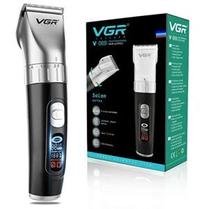 vgr hair clippers, professional hair cutting kit for men, usb cord/cordless rechargeable hair trimmer set with led display, model v-069