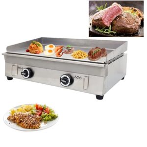 techtongda lpg gas countertop flat top griddle commercial stainless steel griddle grill hot plate bbq teppanyaki grill with adjustable temperature control for restaurant kitchen 2800pa 28.94x16.14 in