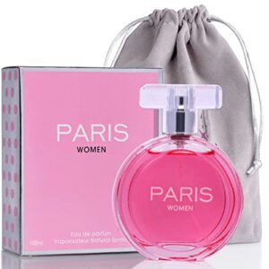 novoglow paris women- eau de parfum spray perfume, fragrance for women- daywear, casual daily cologne set with deluxe suede pouch- 3.4 oz bottle- ideal edp beauty gift for birthday, anniversary