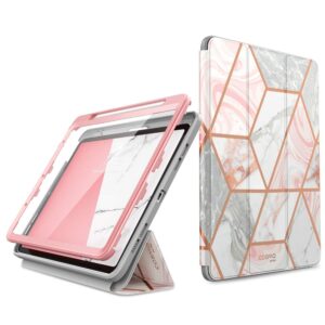 i-blason cosmo case for ipad air 5th generation/4th generation 10.9 (2022/2020), full-body trifold with built-in screen protector protective smart cover with auto sleep/wake & pencil holder (marble)