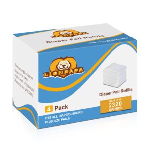 lionpapa refills compatible with dekor plus diaper pails,4 pack