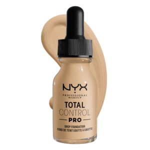 nyx professional makeup total control pro drop foundation, skin-true buildable coverage - nude