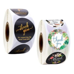 thank you stickers thank for your order label thank you sticker for buisness, package, boxes, bags, envelope, gift tags seals wedding party packaging colorful lables 500pcs per roll 2 roll 2 styles