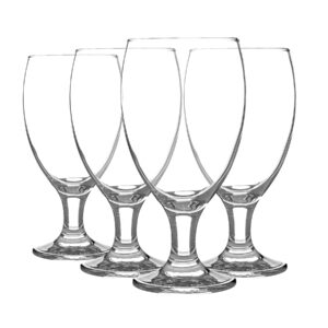 rink drink 4x pint 590ml (20oz) classic tulip beer glasses set - 'empire' range - stemmed snifter drinking lager glass