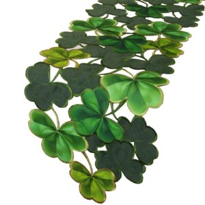 simhomsen embroidered irish clover table runner for st. patrick’s day, spring decorations (14 x 69 inches)