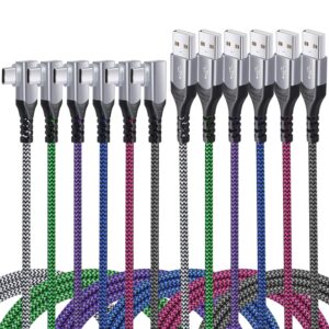 excgood [6-pack] right angle usb type c cable, [6.6t] 90 degrees c charger cable fast charging braided cord for iphone 16/15, galaxy s24/s23/a15/a03s/s10/s9/s8/note,lg,moto,pixel, android phones