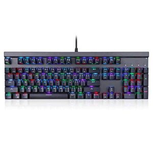 teerwere gaming keyboard usb wired 104 key rgb backlit mechanical gaming keyboard blue/red switch aluminum alloy plate mechanical gaming keyboard (color : white, size : blue switch)