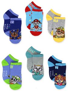 nickelodeon paw patrol toddler boys 6 pack quarter style socks set (small (sock: 4-6), multicolor)