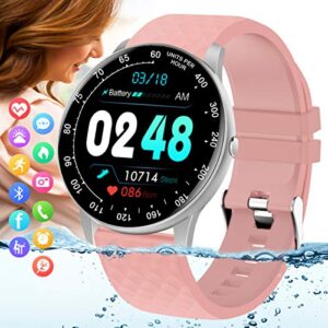 peakfun smart watch with heart rate blood pressure monitor ip67 waterproof bluetooth smartwatch smart sports activity tracker watch for men women kids android ios phones pink