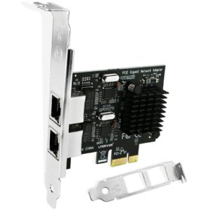 lteriver pci express to 2-ports gigabit ethernet adapter for windows server, 7, 8.0, 8.1, 10, 11 (32/64) and linux, dual ports gigabit pcie network interface card, realtek rtl811gn chipset (pce-nic2)