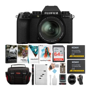 fujifilm x-s10 mirrorless digital camera with xf 18-55mm f/2.8-4 r lens kit bundle and essential accessory (5 items)