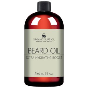 sandalwood beard oil - natural, non-gmo, facial hair hydrating & conditioning oil blend - 32 oz - bulk sized, promoting growth and silky smooth hair - jojoba, argan & more!