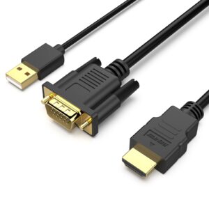 benfei vga to hdmi cable with audio, 6 feet 1080p cable from vga computer/laptop to hdmi monitor/tv(not bidirectional)