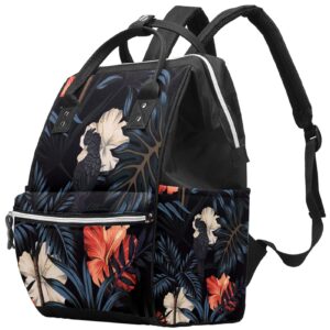 inhomer hawaiian jungle palm leave black parrot diaper bag travel mom bags nappy backpack large capacity for baby care