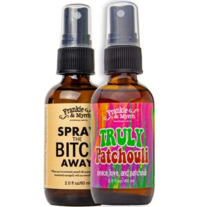 frankie and myrrh | truly patchouli and spray the b away 2-pack room spray and body mist aromatherapy | essential oil natural light perfume/cologne for relaxation, energy