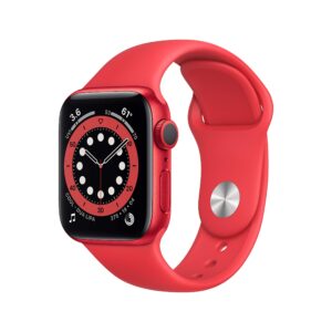 apple watch series 6 (gps, 40mm) - red aluminum case with red sport band (renewed)