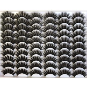 gmagictobo false eyelashes fluffy 30 pairs pack faux mink lashes 20mm long dramatic 6 styles mixed 5d medium volume thick fake eyelashes soft crossed makeup eye lashes