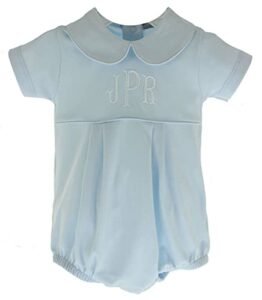 baby boys blue onesie bubble outfit pima cotton layette outfit (6-9m)