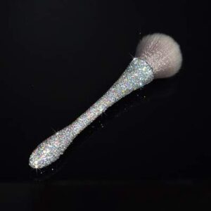 bestbling bling rhinestone large mineral powder brush makeup brush cosmetic brush foundation brush perfect for large coverage powder bronzer blush blending buffing 1 piece (silver)