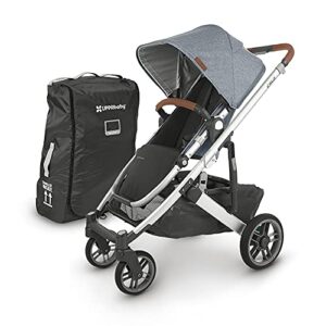 uppababy cruz v2 stroller - gregory (blue marl/silver/saddle leather) + travelbag for vista, v2, cruz, v2