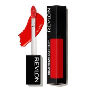 revlon colorstay satin ink liquid lipstick, longwear rich lip colors, formulated with black currant seed oil, 014 smokin' hot, 0.17 fl oz