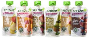 sprout organic baby food, stage 2 pouches, 6 flavor fruit & veggie variety pack, 3.5 oz purees (pack of 12)